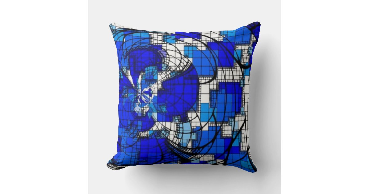 "ABSTRACT COBALT BLUE WHITE" Bold Bright Throw Pillow | Zazzle