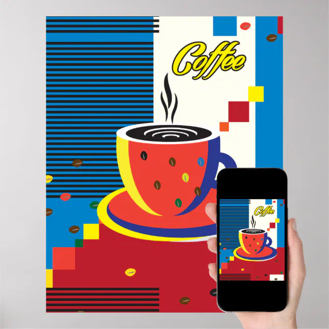 Abstract Coffee Cup Trendy Contemporary Art Poster | Zazzle