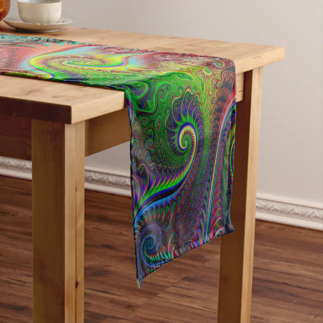 Abstract Colorful Spiral Pattern Short Table Runner | Zazzle