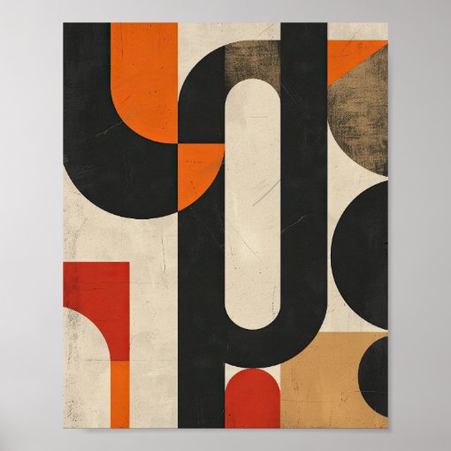 Abstract Curves and Angles: A Mid-Century Modern Poster | Zazzle