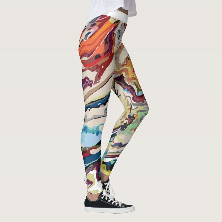 abstract design marbled patterns leggings | Zazzle
