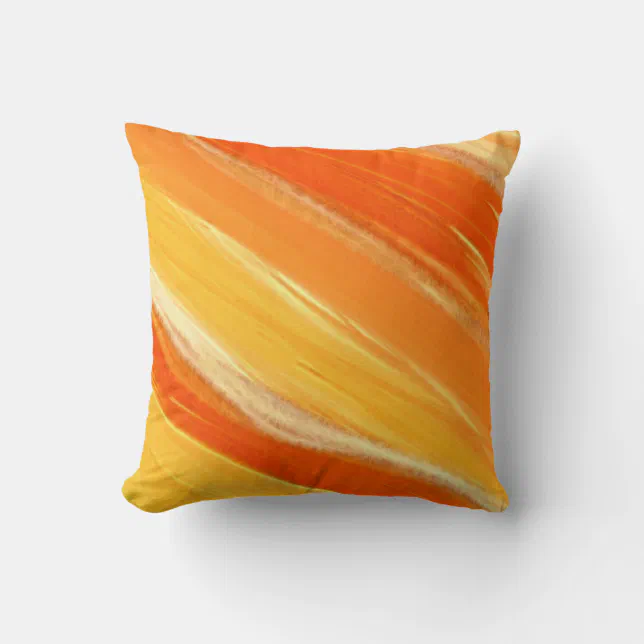 Abstract Diagonal Orange and Yellow Stripes Throw Pillow | Zazzle