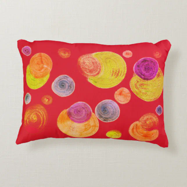 Abstract Dots Fun Reversible Black/Red Accent Pillow | Zazzle