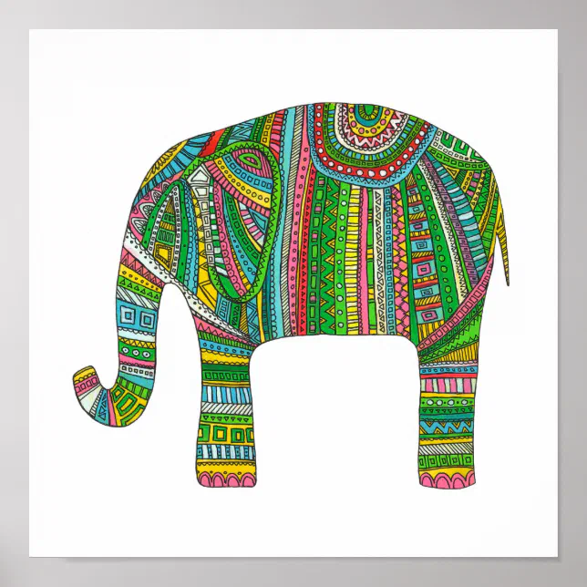 Abstract elephant print. Animal illustration art Poster | Zazzle