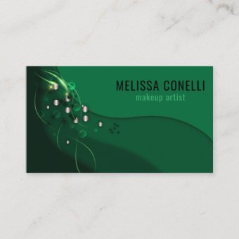 Abstract Emerald Green Layout and Gold Ornaments Business Card | Zazzle