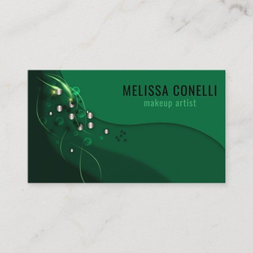 Abstract Emerald Green Layout and Gold Ornaments Business Card | Zazzle