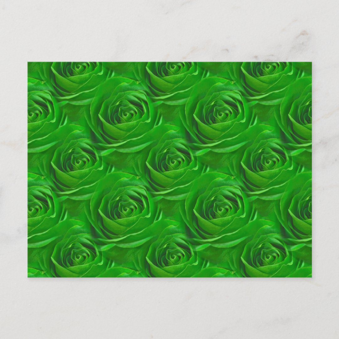 Abstract Emerald Green Rose Wallpaper Pattern Postcard | Zazzle