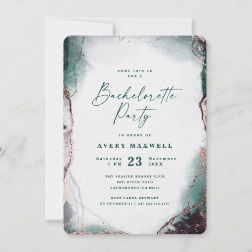 Abstract Ethereal Emerald Green Bachelorette Party Invitation | Zazzle