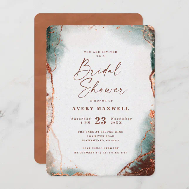 Abstract Ethereal Terra Cotta Bridal Shower Invitation | Zazzle