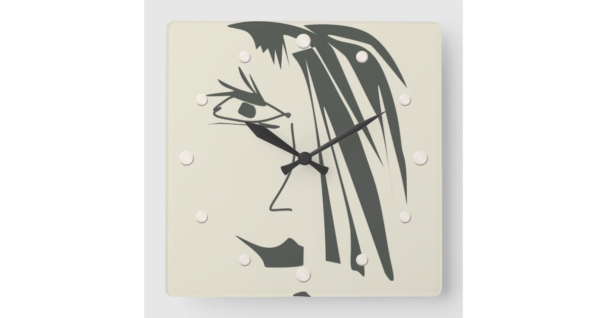 Abstract Face, Art. Square Wall Clock | Zazzle
