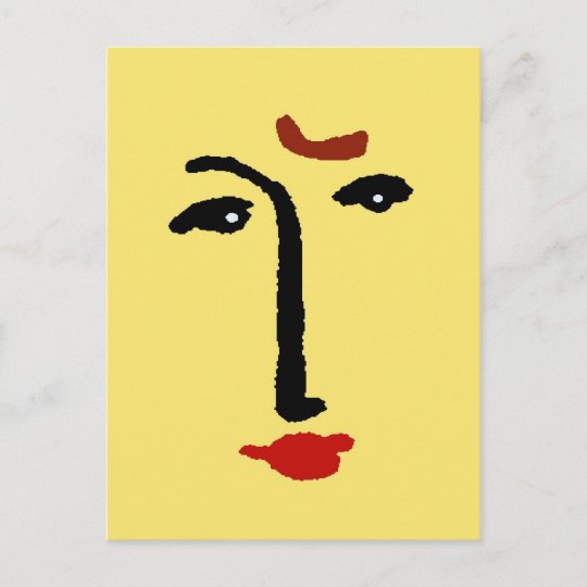 Abstract Face In Yellow Postcard | Zazzle.com