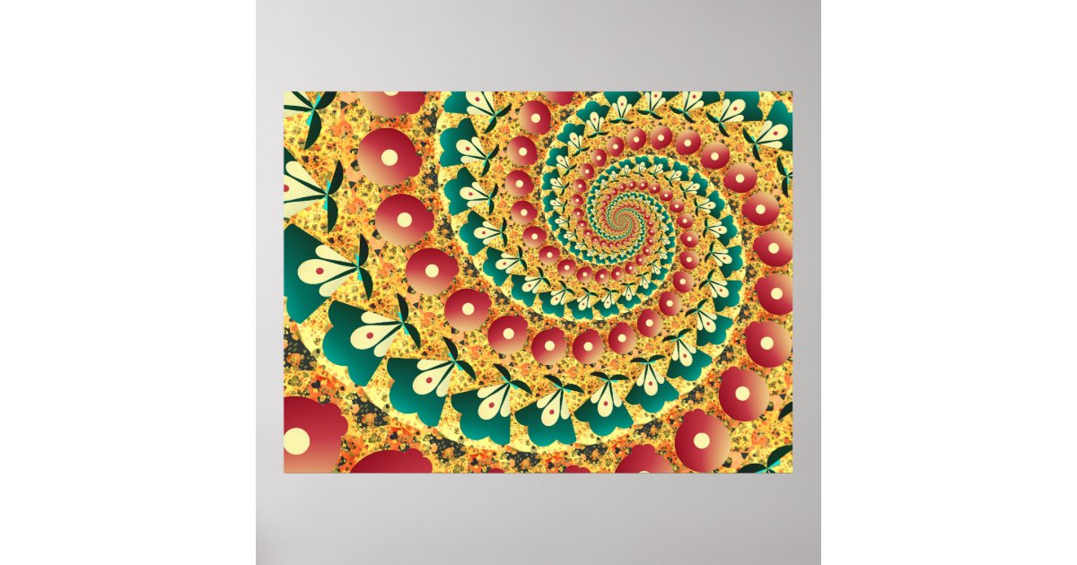 Abstract Fans Spiral Poster | Zazzle