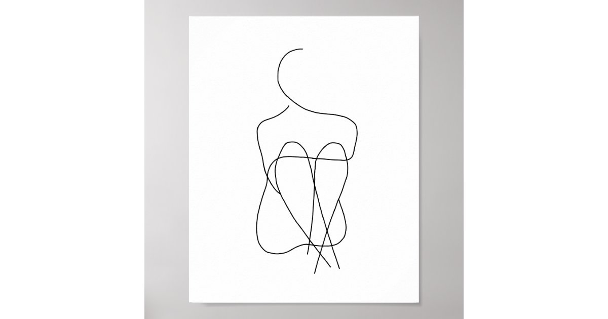 Abstract Female Figure Line Drawing Poster | Zazzle