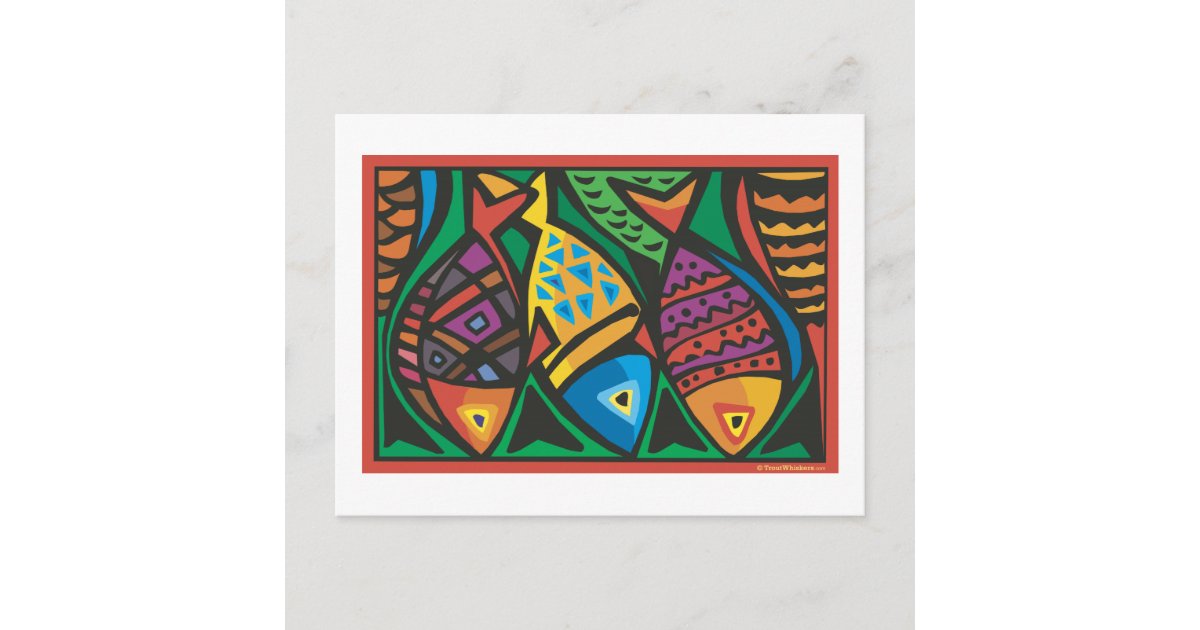 Abstract Fish Art Design Postcard | Zazzle
