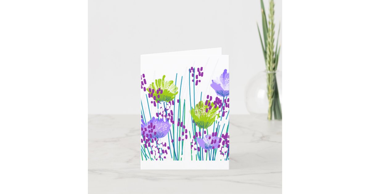 Abstract Floral Botanical Blank Note Card | Zazzle