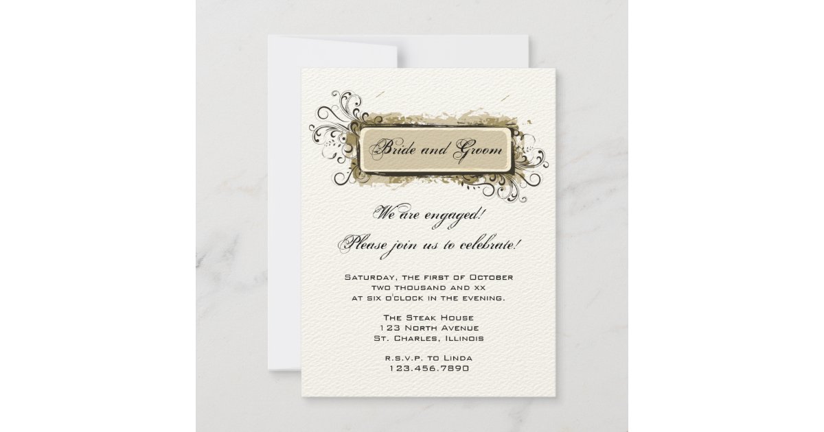 Abstract Floral Engagement Party Invitation | Zazzle