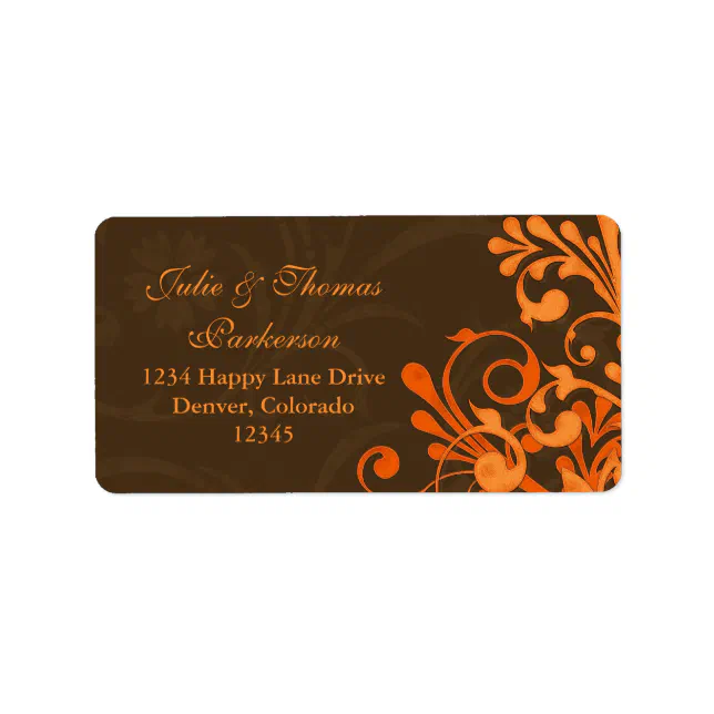 Abstract Floral Fall Wedding Return Address Label | Zazzle