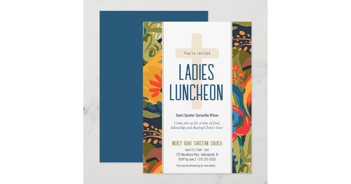 Abstract Floral Ladies Church Luncheon Invitation | Zazzle