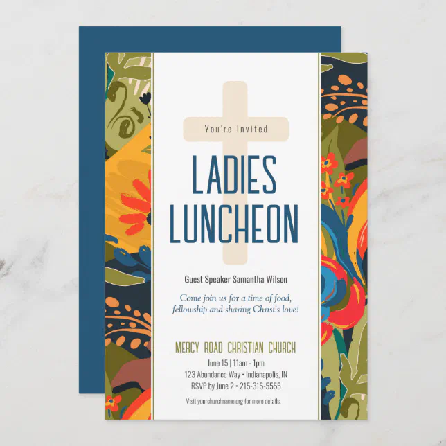 Abstract Floral Ladies Church Luncheon Invitation | Zazzle