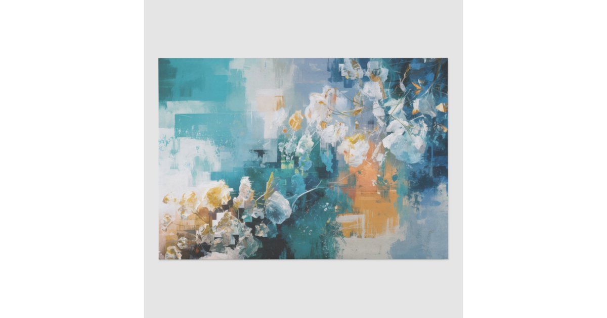 Abstract Floral Painting Background Decoupage Tissue Paper | Zazzle