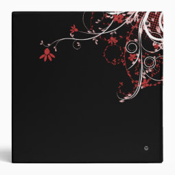 Abstract Floral Red, Black & White Wedding Binder | Zazzle