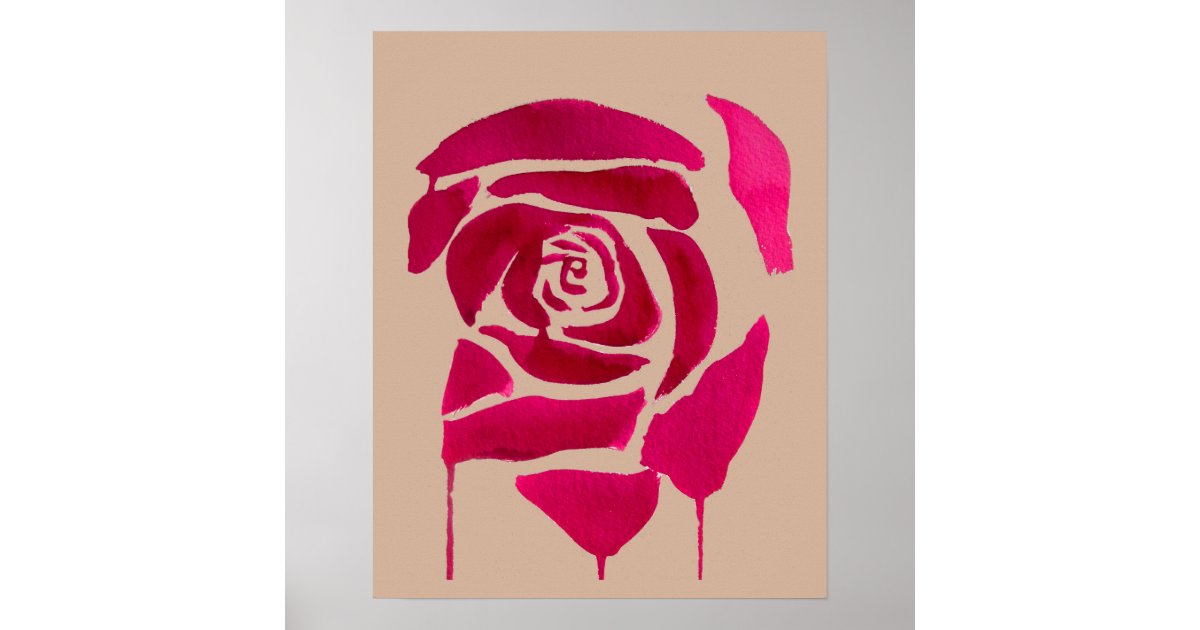 Abstract floral Rose Original art Poster | Zazzle