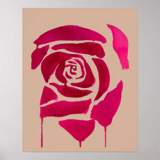 Abstract floral Rose Original art Poster | Zazzle