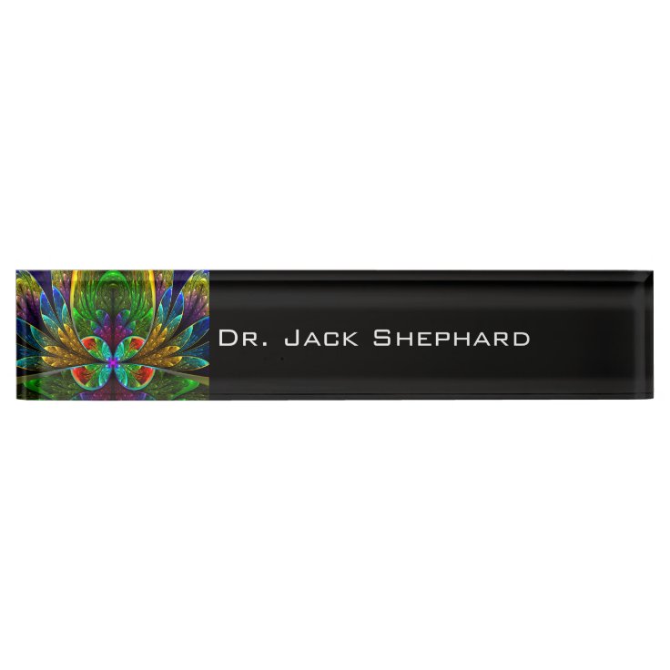 Abstract Floral Stained Glass Pattern Name Plate | Zazzle