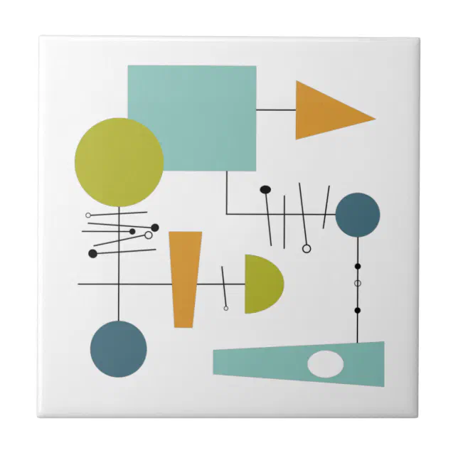 Abstract Flow Chart Geometric Mid Century Ceramic Tile | Zazzle
