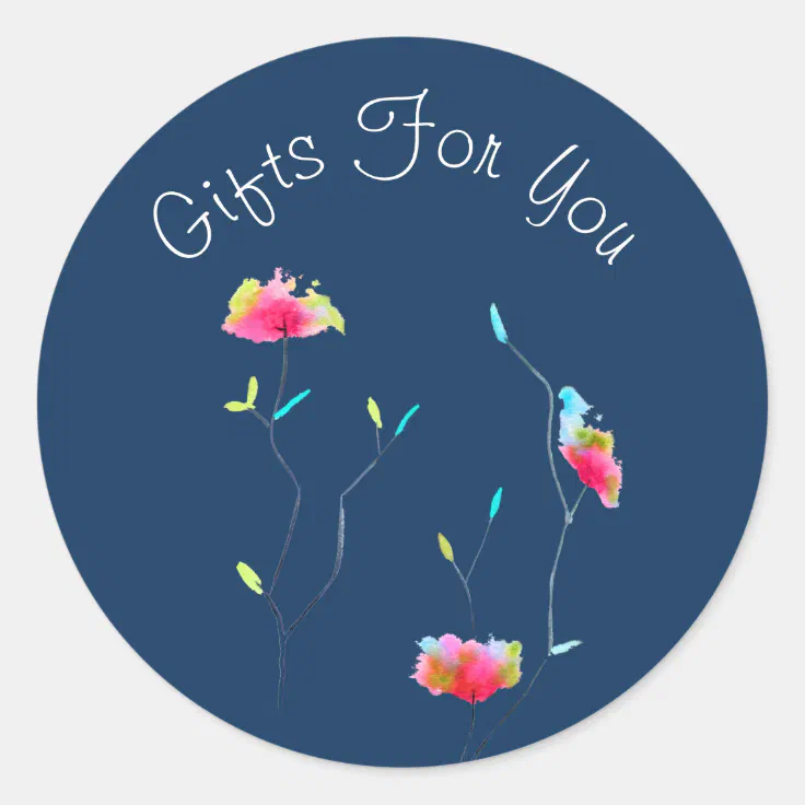 Abstract flower design Gift business branding Classic Round Sticker ...