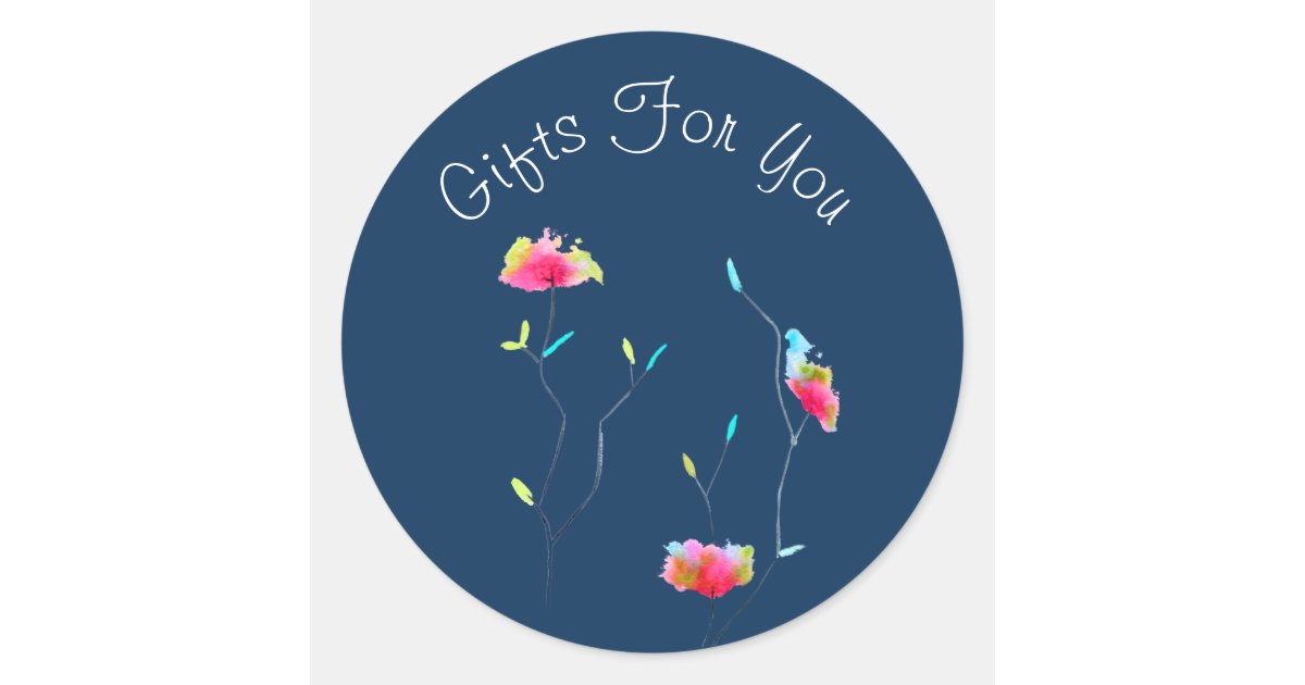Abstract flower design Gift business branding Classic Round Sticker ...