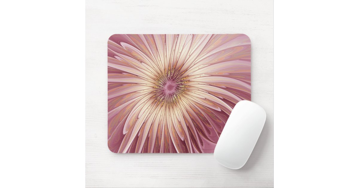 Abstract Flower Fractal Art & Shades of Burgundy Mouse Pad | Zazzle