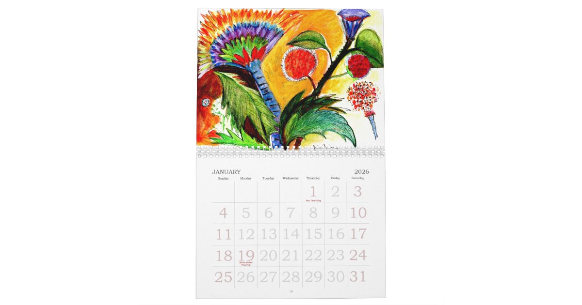 Abstract Flowers Calendar | Zazzle