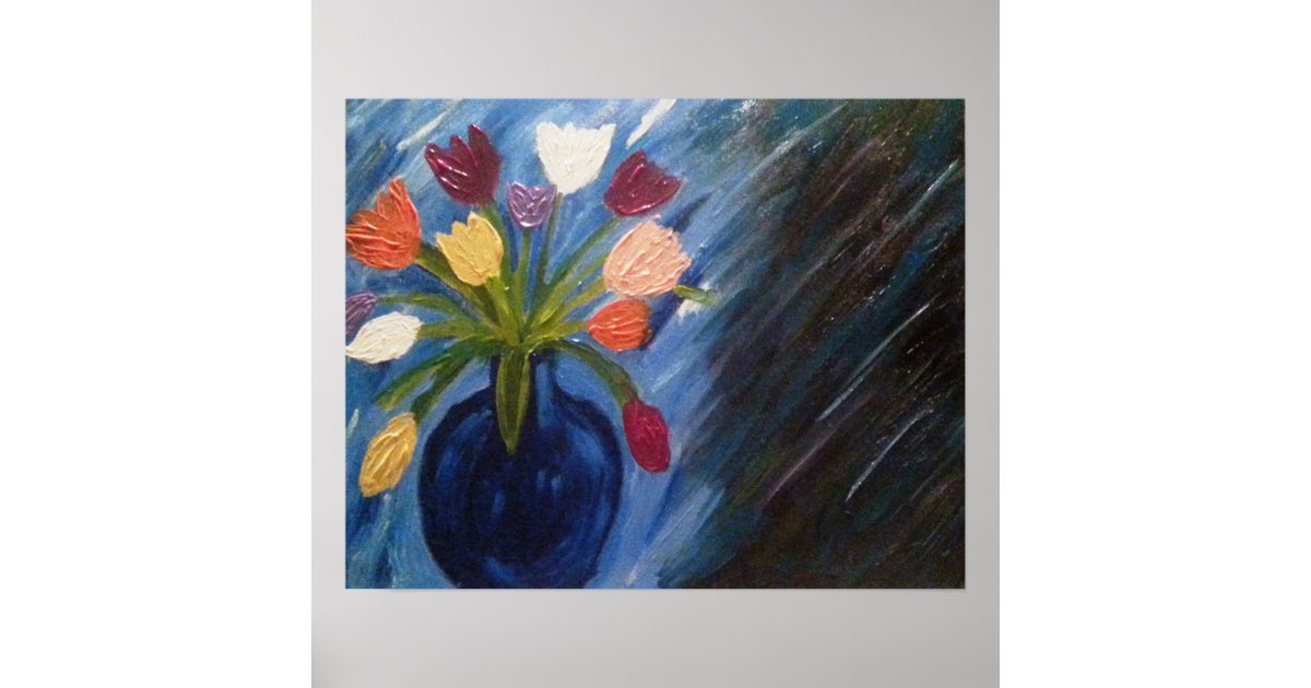 Abstract Flowers In Vase Poster | Zazzle.com