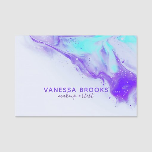 Abstract Fluid Art Mixing Paint Makeup Artist Name Tag | Zazzle
