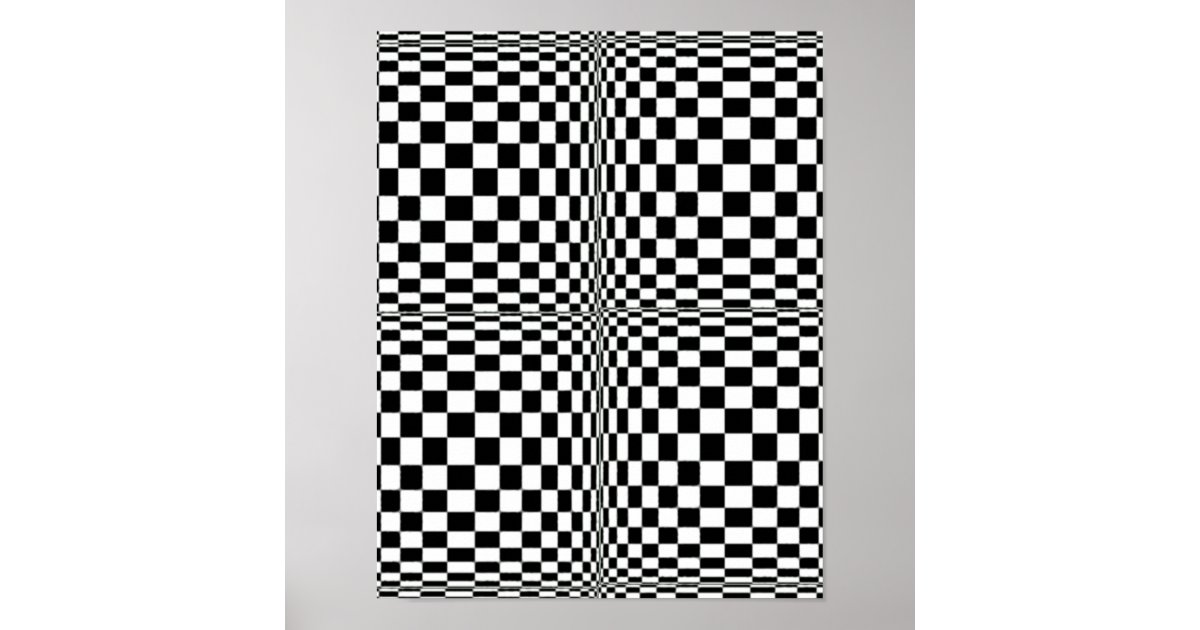 Abstract Geometric Cool 3D Black White Squares Poster | Zazzle
