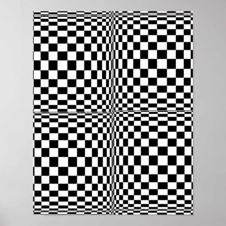 Abstract Geometric Cool 3D Black White Squares Poster | Zazzle