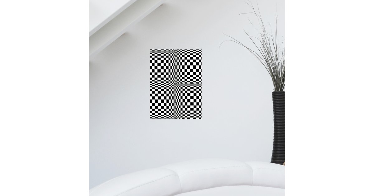 Abstract Geometric Cool 3D Black White Squares Poster | Zazzle