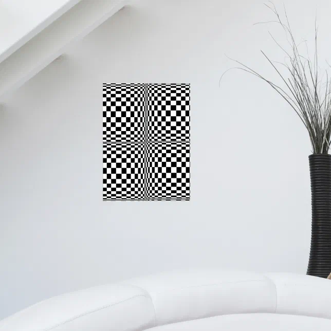 Abstract Geometric Cool 3D Black White Squares Poster | Zazzle