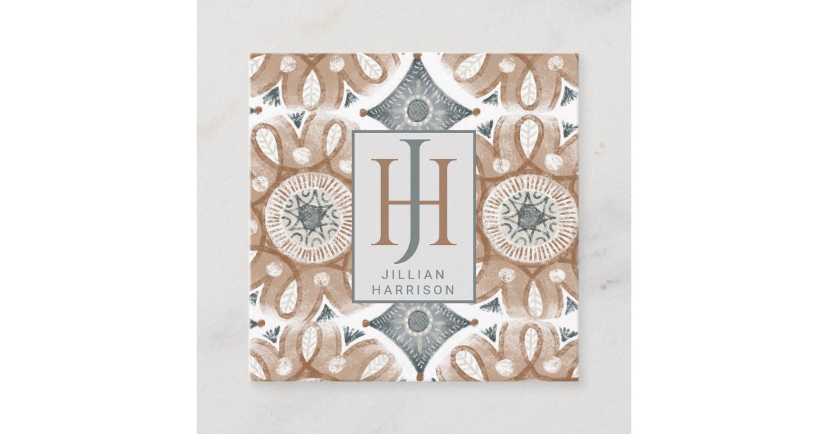 Abstract Geometric Monogrammed Logo Business Card | Zazzle
