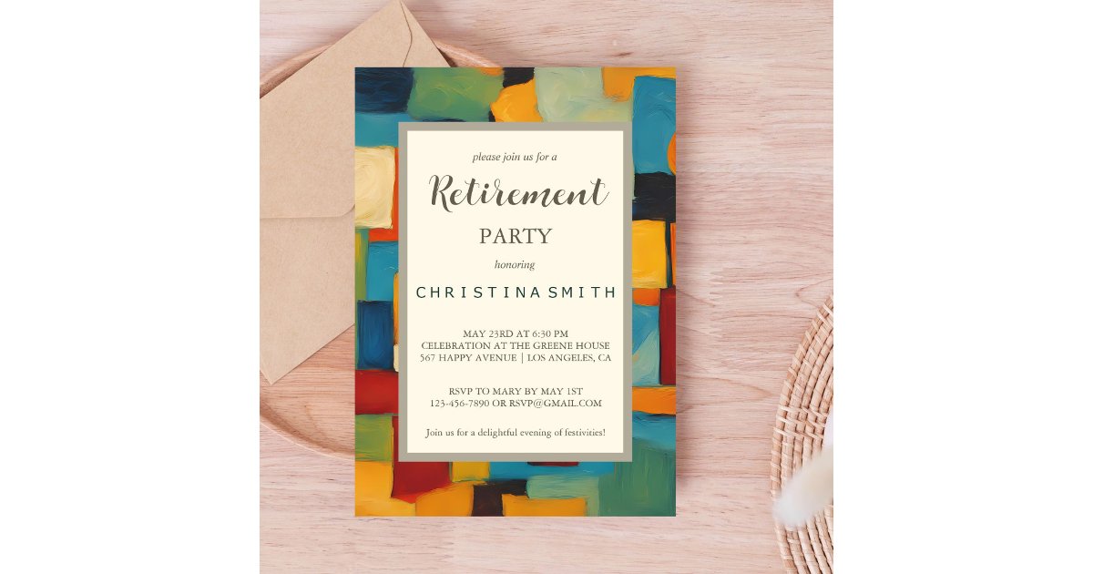 Abstract Geometric Retro Playful Retirement Party Invitation | Zazzle