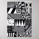 abstract geometric shapes black white pattern hand poster | Zazzle