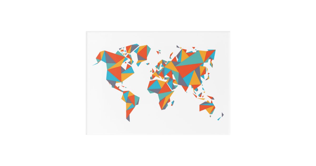 Abstract Geometric World Map Acrylic Print | Zazzle