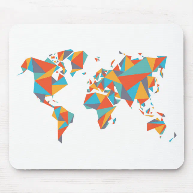 Abstract Geometric World Map Mouse Pad | Zazzle