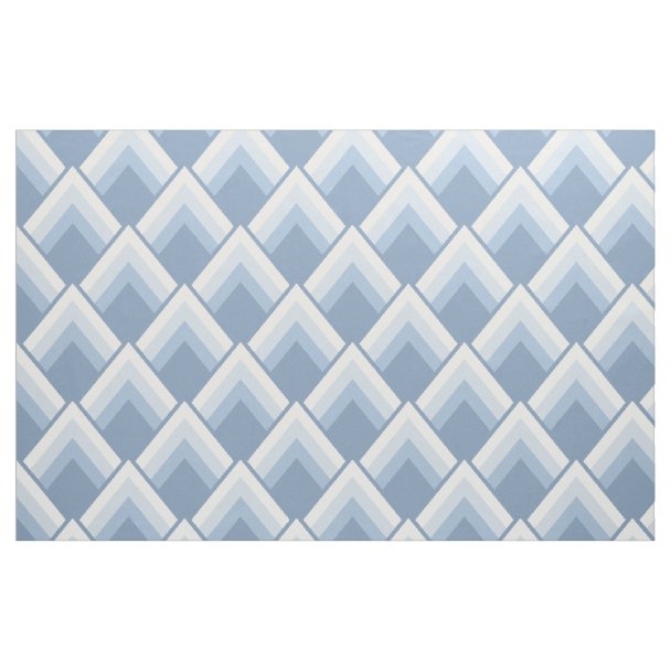 Modern White And Blue Geometric Pattern Fabric | Zazzle