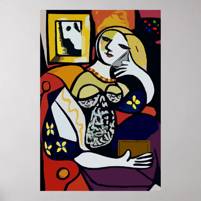 Abstract Girl on Cell Phone Poster | Zazzle
