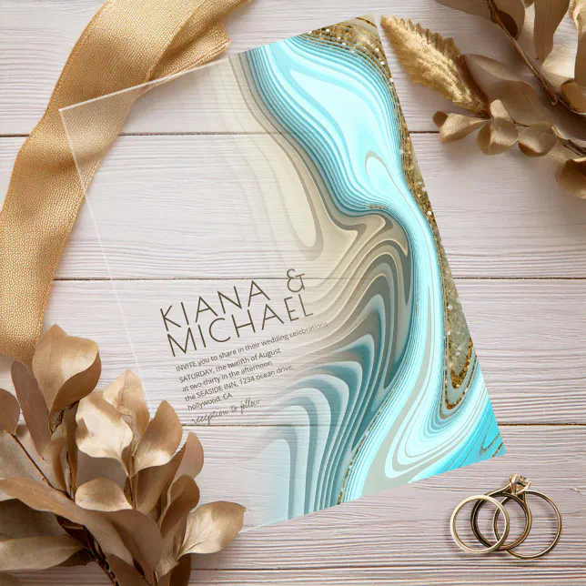 Abstract Glitter Strata Wedding ID903 Acrylic Invitations | Zazzle