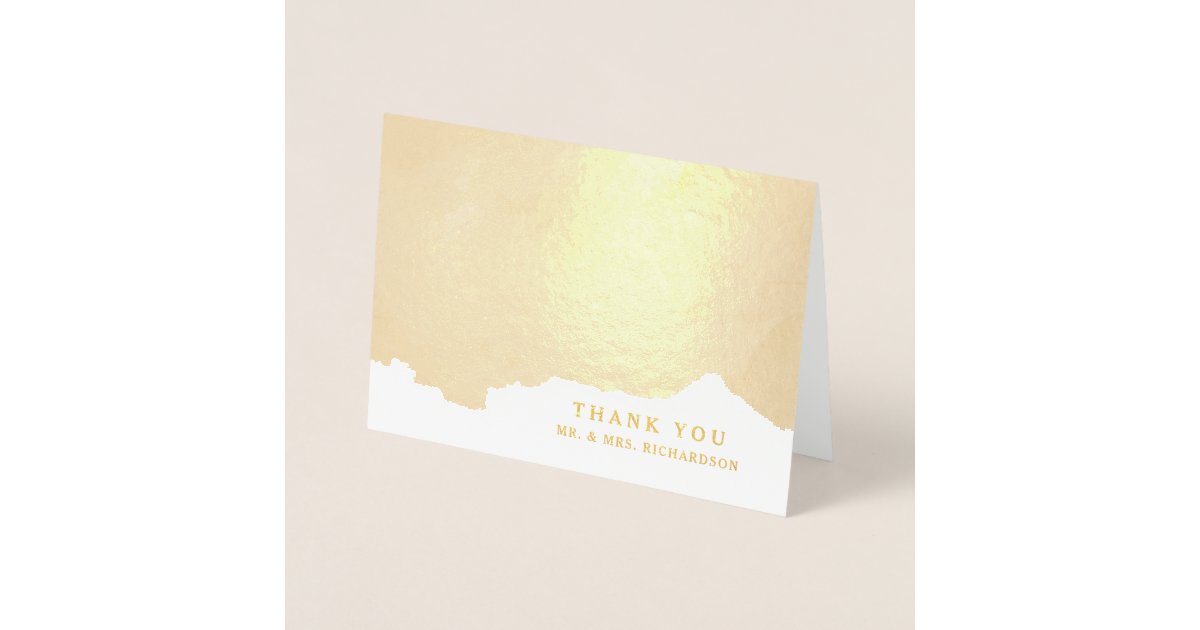 Abstract Gold | Elegant Thank You Foil Card | Zazzle
