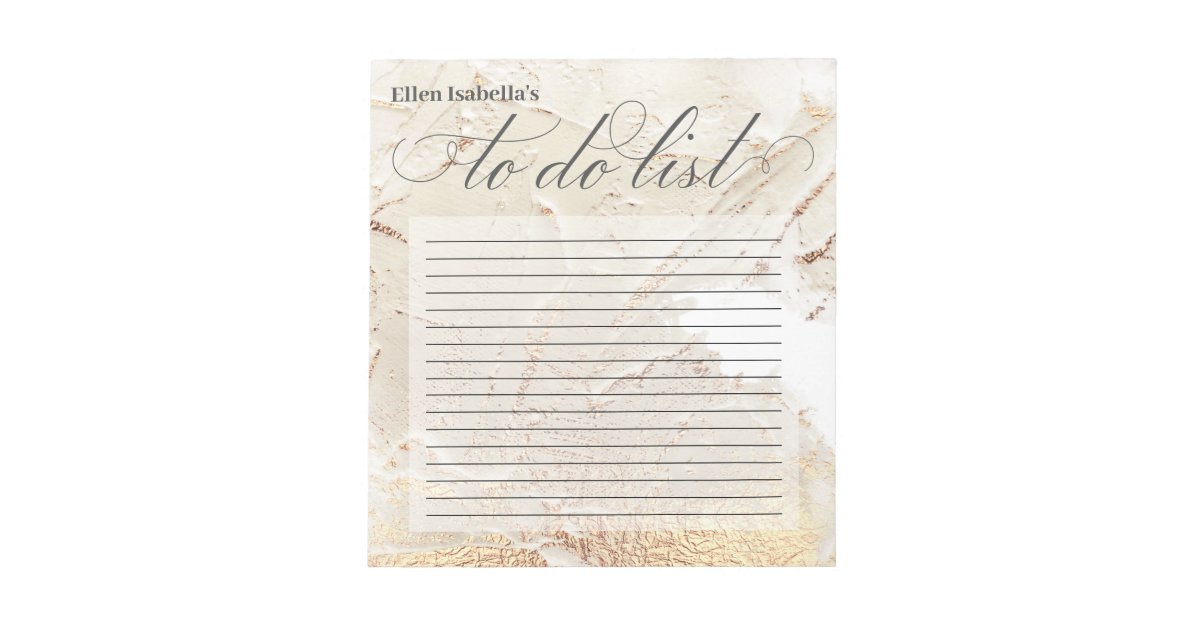 Abstract Gold Paint Texture Calligraphy To DO List Notepad | Zazzle