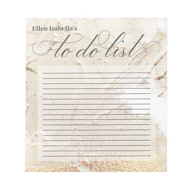 Abstract Gold Paint Texture Calligraphy To DO List Notepad | Zazzle